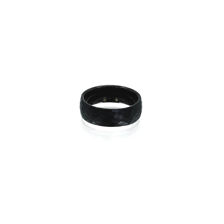 Mens Tungsten Black Brushed Hammered Ring – Tocknell Engravers